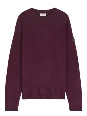 Moncler Logo-appliquéd Wool And Cashmere-blend Jumper - Purple