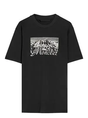 Moncler Mountain Logo-printed Cotton T-shirt - Black
