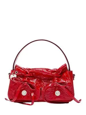 Acne Studios Mini Crinkled Patent Leather Top Handle Bag - Red