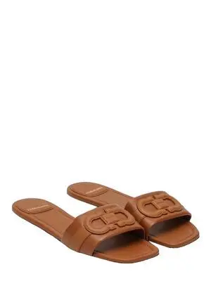 FERRAGAMO Gancini Leather Slides - Metal