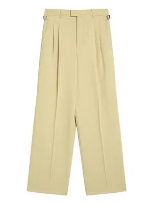 Ami Wide Leg Wool Trousers - Green