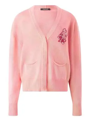 Roberto Cavalli Rose-embellished Cardigan - Pink