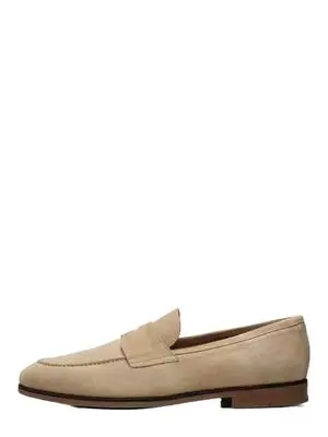 POCHE PARIS Penny Suede Loafers - Neutrals