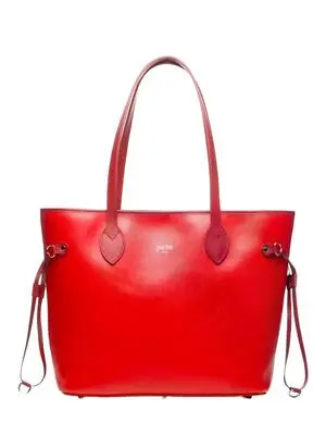 POCHE PARIS Leather Drawstring Tote - Red