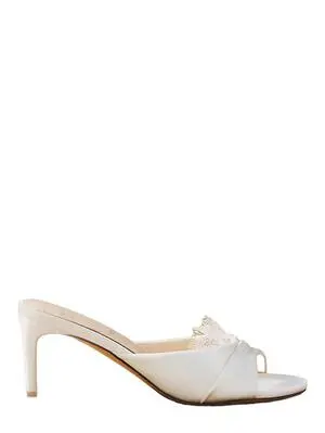BLACK SUEDE STUDIO Lacey Ruched Satin Mule Heels White