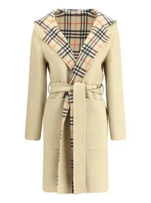 Burberry Reversible Wool Robe Coat - Beige