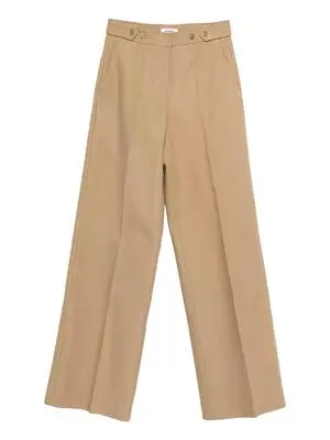 Sandro Button Detailed Wide Leg Trousers - Neutrals