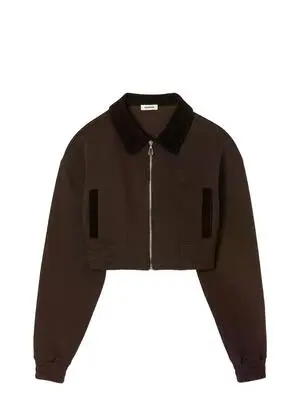 Sandro Zip-up Embroidered Sweatshirt - Brown