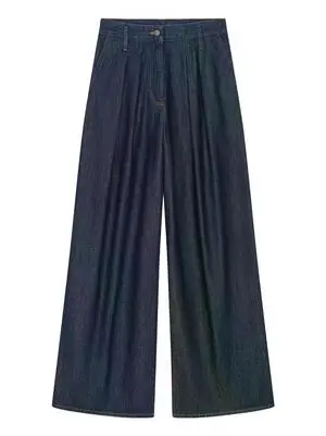 Dries Van Noten Pleated Wide-leg Jeans - Blue