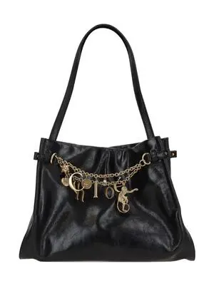 Chloé Charms Leather Shoulder Bag - Black