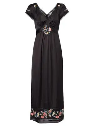 Rixo Carey Floral Satin Maxi Dress - Black