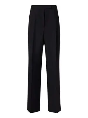 RÓHE Pleated Wool And Mohair Wide-leg Pants - Black