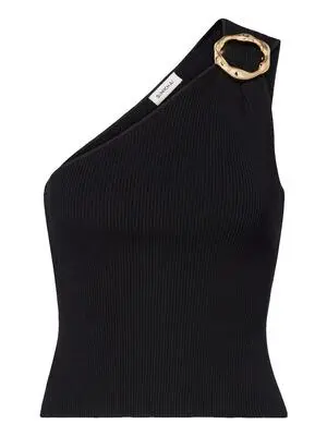 Simkhai Fenix Ribbed-knit One-shoulder Top - Black