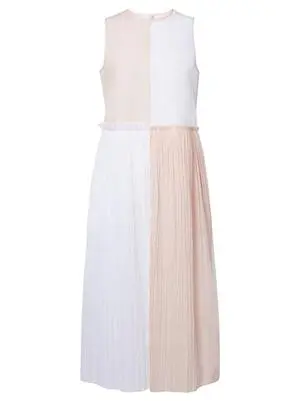 JIL SANDER Pleated Cotton Organza Muslin Midi Dress - Pink