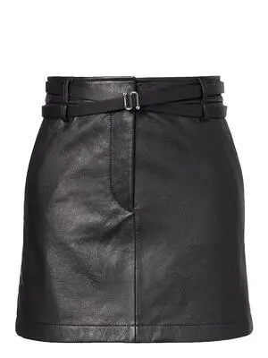 Sportmax Patto Leather Miniskirt - Black