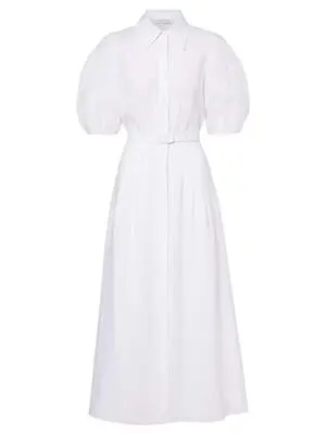 Gabriela Hearst Maude Belted Linen Shirt Dress - White