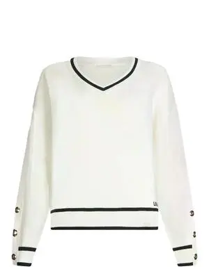 LIU JO Striped Sweater With Button Detail