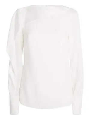 Erdem Satin Long-sleeve Top - Ivory