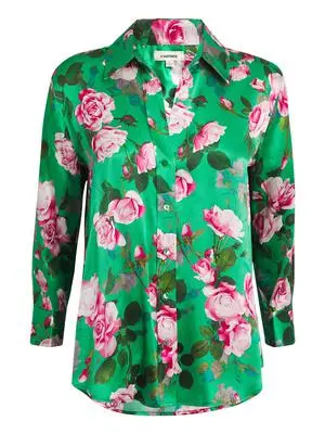 L'Agence Silk Floral Dani Blouse Green