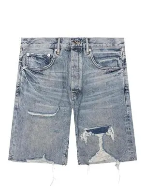 PURPLE BRAND Faros Rip Patched Denim Shorts - Blue