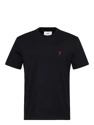 Ami Regular-fit Embroidered-logo Cotton-jersey T-shirt S Noir