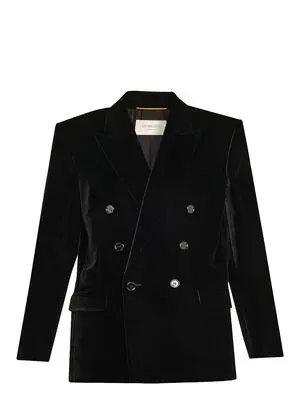 Saint Laurent Velvet Double-breasted Blazer - Noir