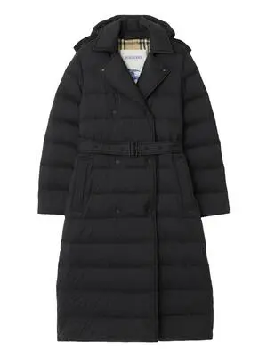 Burberry Long Nylon Hooded Puffer Coat - Black