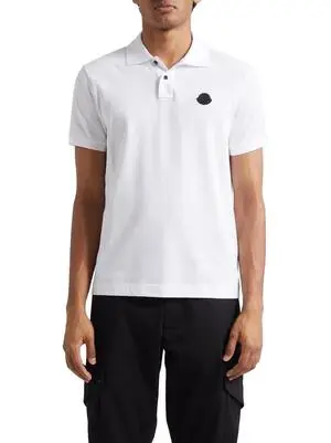 Moncler Logo Cotton Piqué Polo - Brilliant White