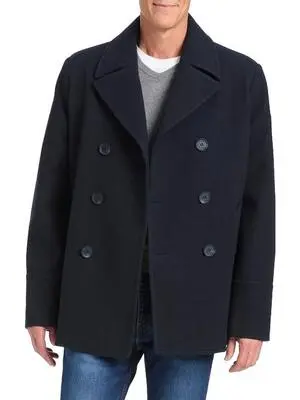 Vince Camuto Double-breasted Water-resistant Coat - Navy