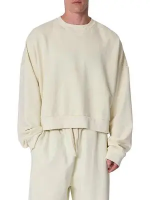 Mnml Crop Cotton Crewneck Sweatshirt - Off White