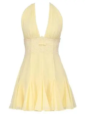 House Of Cb Ailani Halter Georgette Minidress - Butter