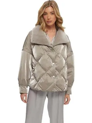 Gorski Quilted Jacket With Shearling Collar - Greige