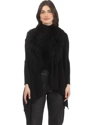 Gorski Cashmere And Merino Wool Blend Vest With Shearling Trim - Black