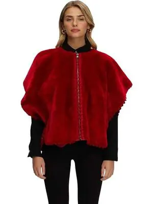 Gorski Reversible Collarless Shearling Jacket - Red/red