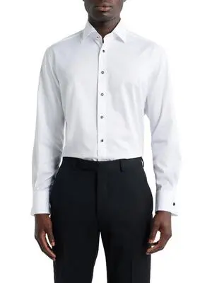 1863 BY ETERNA Luxury Black Tie Modern Fit Dress Shirt - White