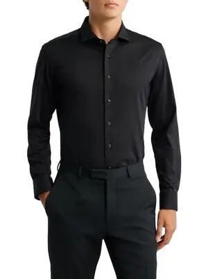 1863 BY ETERNA Jersey Slim Fit Dress Shirt - Black