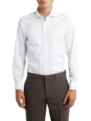 ETERNA Cover Slim Fit Non-iron French Cuff Cotton Dress Shirt - White