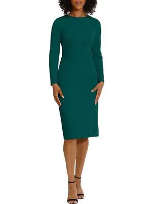 Maggy London Long Sleeve Sheath Dress - Deep Teal