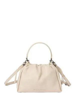 Brunello Cucinelli Small Soft Leather Bucket Bag Ivory