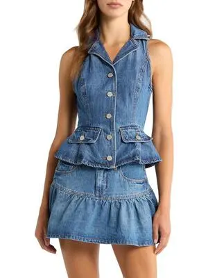 Blanknyc Denim Peplum Vest - Rain Or Shine