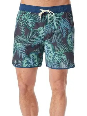 FAIR HARBOR Anchor Water-repellent Swim Trunks - Navy Evergreen