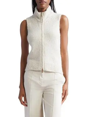 Eleventy Alpaca Blend Full Zip Sweater Vest - 02 Sand