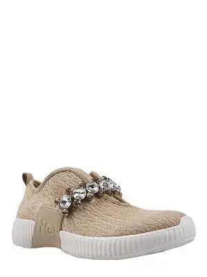 NATIONAL COMFORT Khamryn Rhinestone-Embellished Sneakers Natural Suede