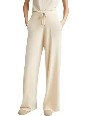 Eleventy Merino Wool Wide-leg Trousers - 02a-01 Beige And White
