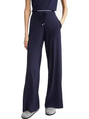 Eleventy Merino Wool Wide-leg Trousers - 11-75 Blue And Pearl