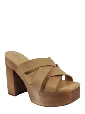 CANDIE'S Marlie Platform Slide Sandal - Natural Leather