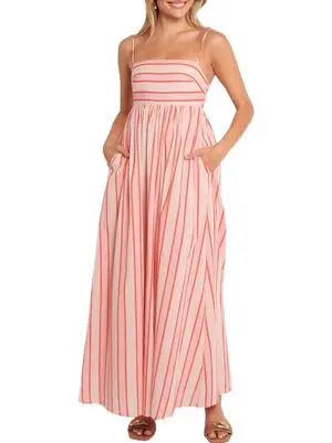 PETAL & PUP Odessa Stripe Cotton Maxi Sundress - Pink Stripe