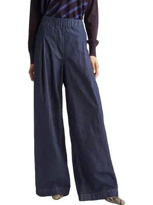 Dries Van Noten Pila Pleated Wide-leg Denim Pants - Indigo