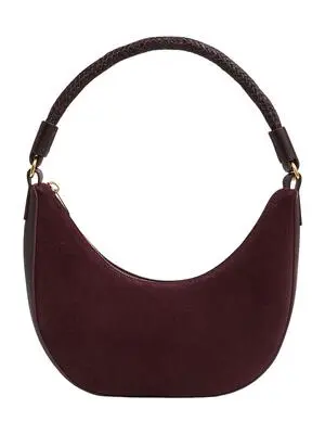 REISS Suede And Leather Shoulder Bag - Oxblood