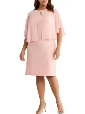 CONNECTED APPAREL Cape Midi Dress Blush
